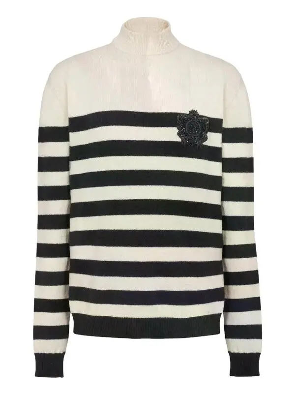 Balmain Striped Turtleneck Sweater - Neutrals