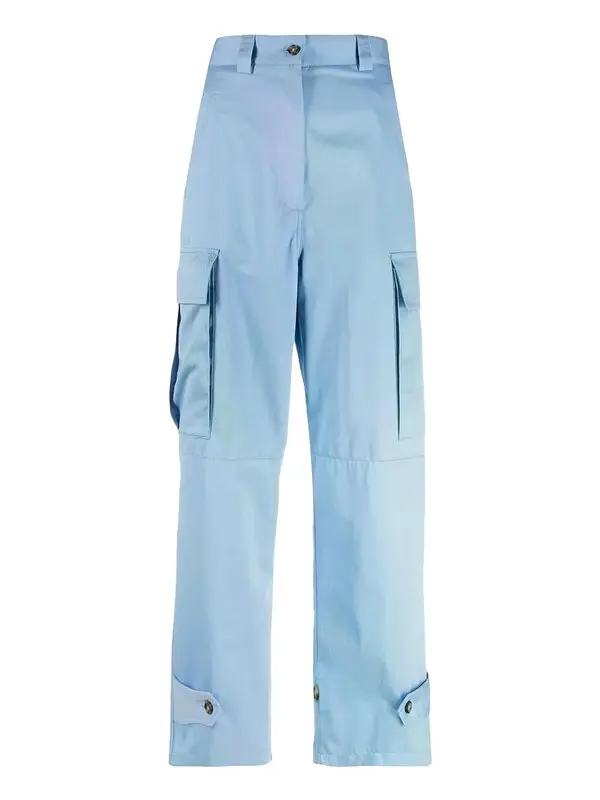 MSGM Cropped High-waist Trousers - Blue
