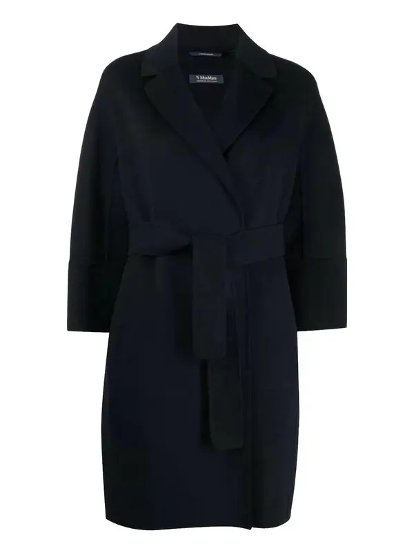 Max Mara Notched Lapel Single-breasted Virgin Wool Coat - Blue