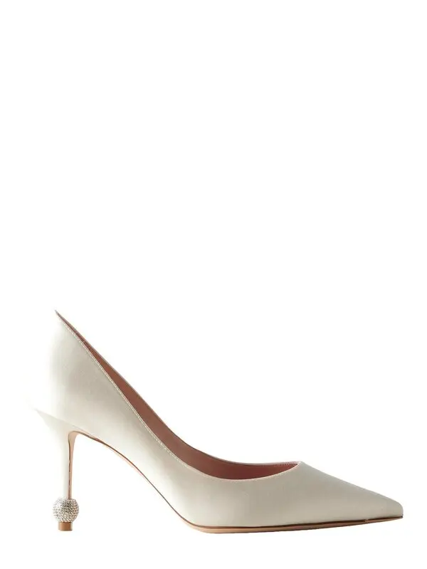 ROGER VIVIER Marlene 85 Crystal-embellished Satin Pumps - Neutrals