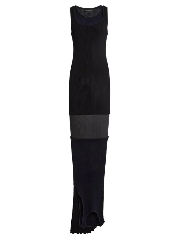 Balenciaga Ribbed Cotton Maxi Dress - Multi