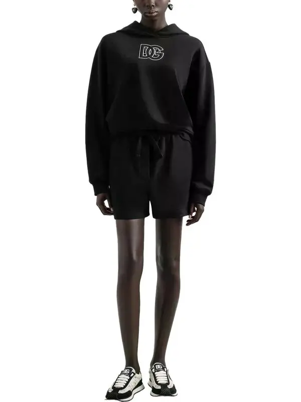 Dolce & Gabbana Cotton Hoodie With Logo Print - Black