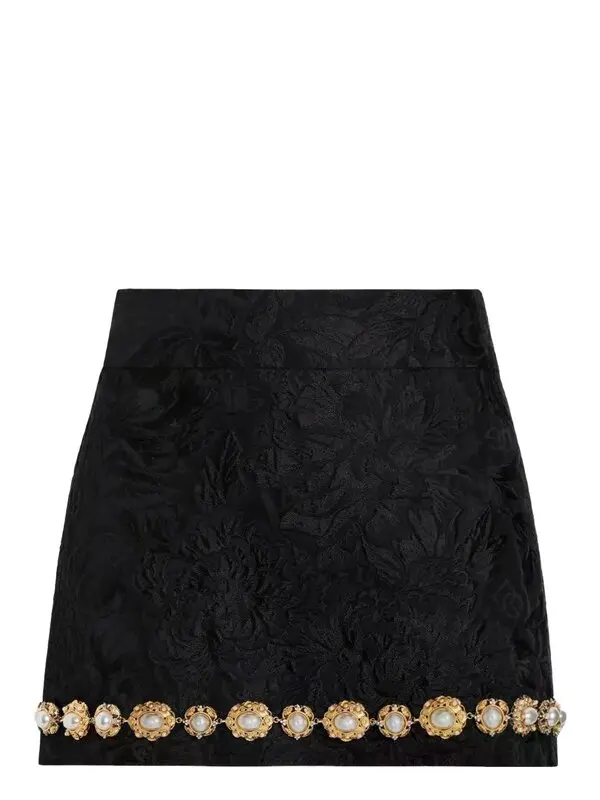 Dolce & Gabbana Mini Skirt With Pearl Embellishments - Black