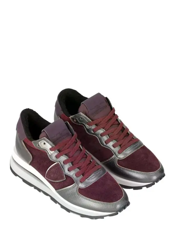 Philippe Model Metallic Leather And Suede Sneakers - Red