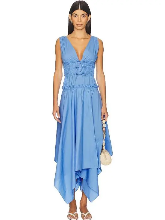 AKNVAS Zelie Cotton Poplin Dress - Blue