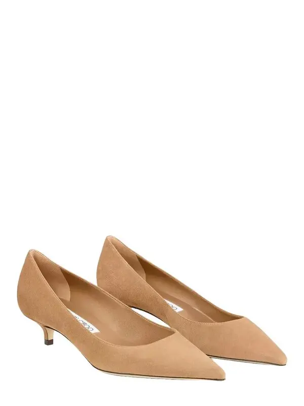 JIMMY CHOO Amelia Pointed Toe Kitten Heel Pumps - Neutrals