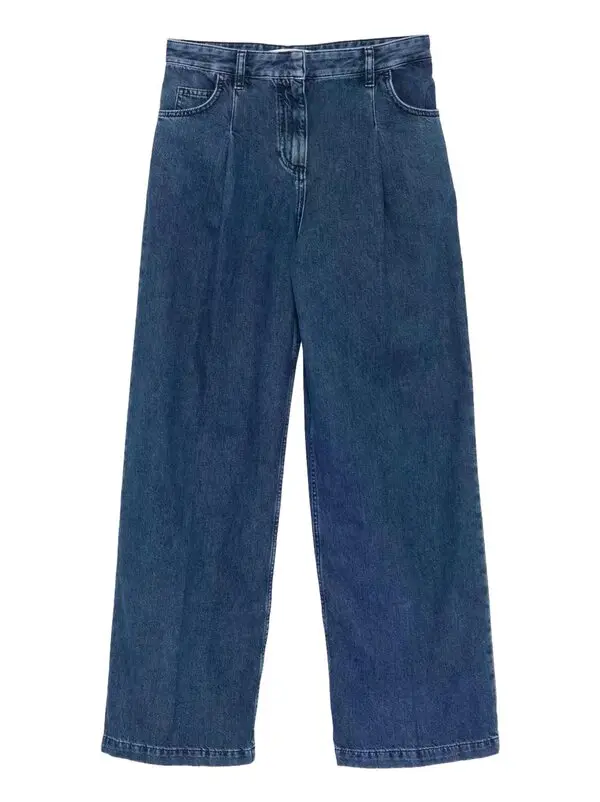 Ba&sh Pleated Detail Wide Leg Jeans - Blue