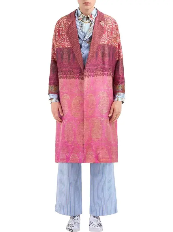 PIERRE-LOUIS MASCIA Paisley-print Double-breasted Coat - Pink