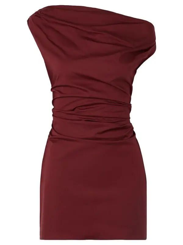 Staud Phare Draped Cotton-blend Poplin Mini Dress - Red