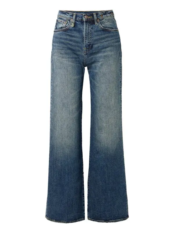 R13 Charlotte Distressed High-rise Bootcut Jeans - Blue