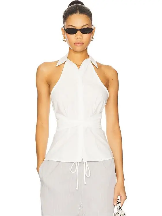 ALL THE WAYS Evie Button Up Top - White