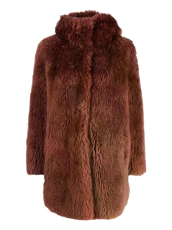 YVES SALOMON Hooded Wool Coat - Brown