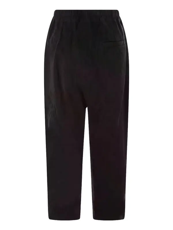 By Walid Floral-embroidered Elasticated-waist Trousers - Black