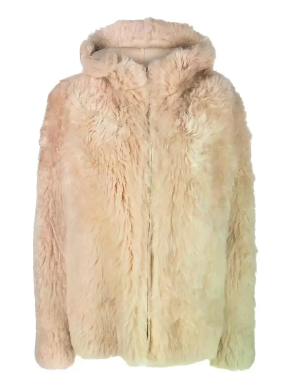 YVES SALOMON Zip-up Shearling Coat - Neutrals