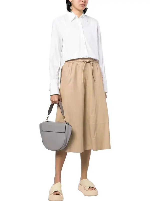 YVES SALOMON Leather Flared Skirt - Neutrals