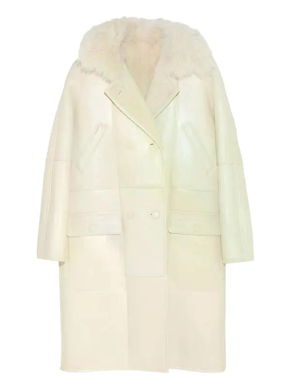 YVES SALOMON Shearling Lined Wool Coat - Neutrals