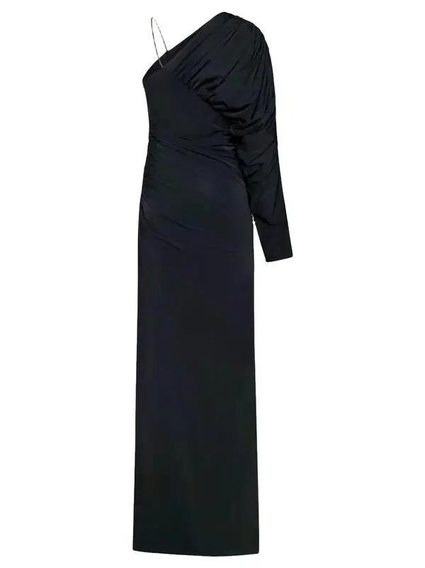 DANAME Asymmetrical Draped Evening Dress - Black