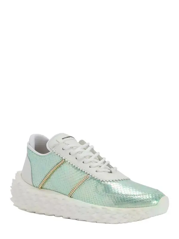 GIUSEPPE ZANOTTI Urchin Snakeskin-effect Lace-up Sneakers - Blue
