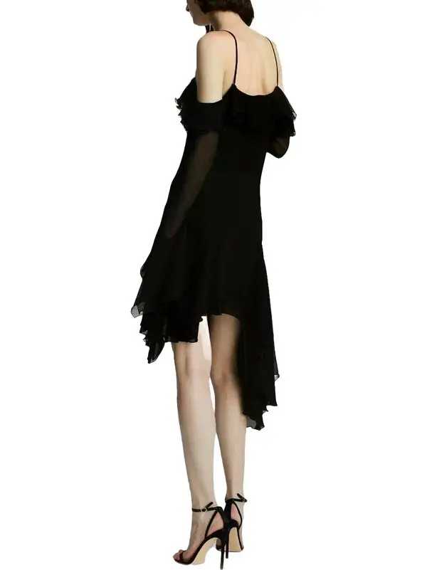 CELESTE Ruffled Off-shoulder Mini Dress - Black