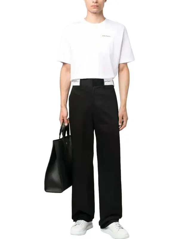 Palm Angels Logo-waistband Chino Trousers - Black