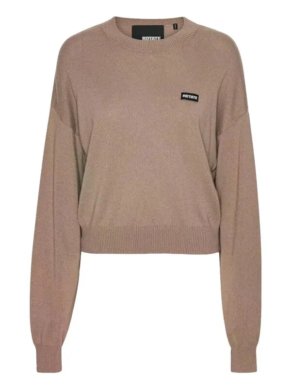 ROTATE BY BIRGER CHRISTENSEN Merino-cashmere Crew Neck Sweater - Brown