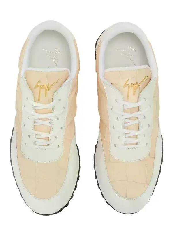 GIUSEPPE ZANOTTI Jimi Crocodile-effect Leather Sneakers - Neutrals
