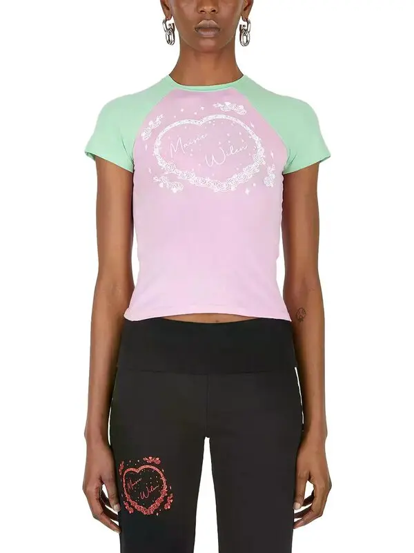 MAISIE WILEN Heart Print Raglan Sleeve Top - Pink