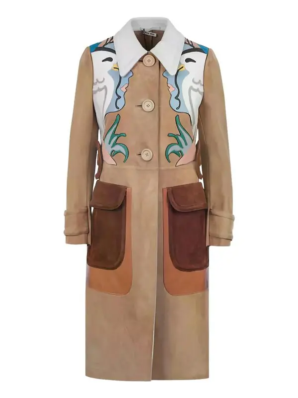 Miu Miu Suede Belted Single-breasted Coat - Brown