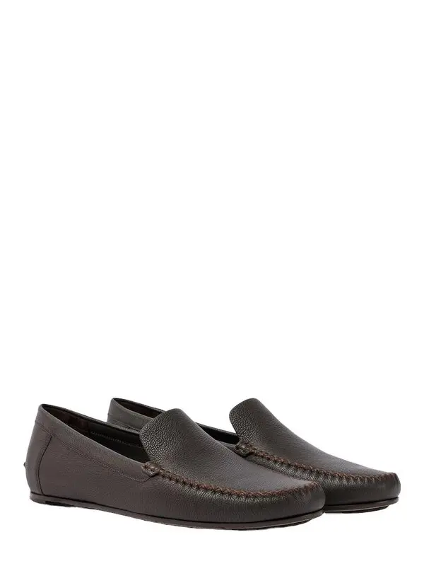 Manolo Blahnik Alder Leather Loafers - Brown