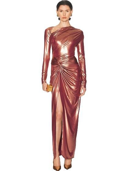 Lapointe Asymmetric Draped Sarong Dress - Clay