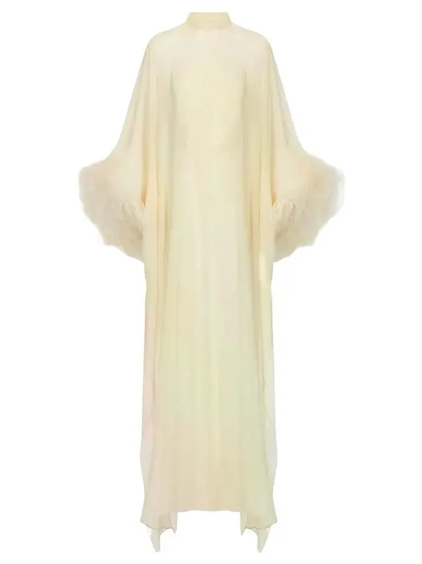TALLER MARMO Feather Embellishment Maxi Dress - Neutrals