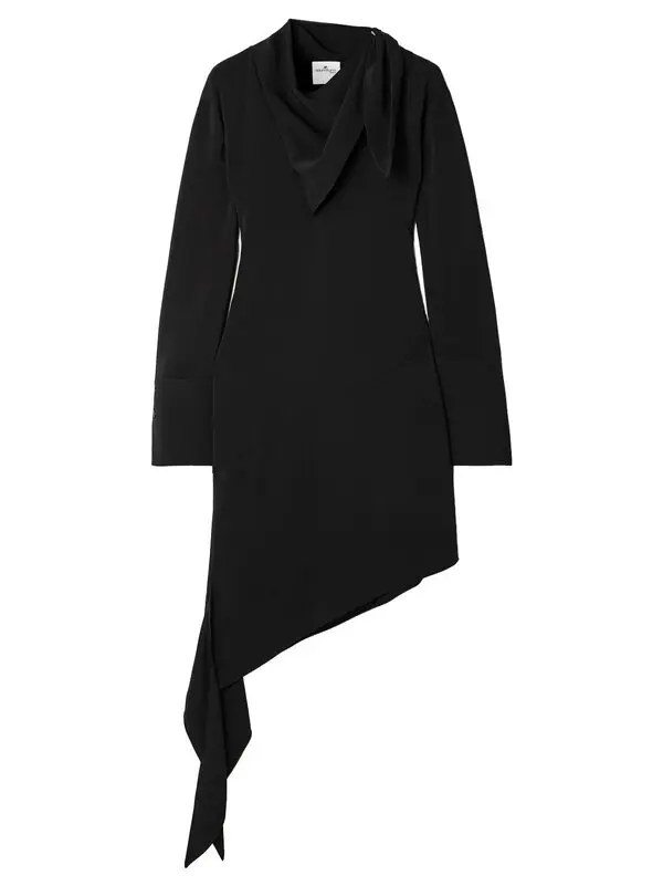 COURREGES Asymmetric Knotted Satin Midi Dress - Black