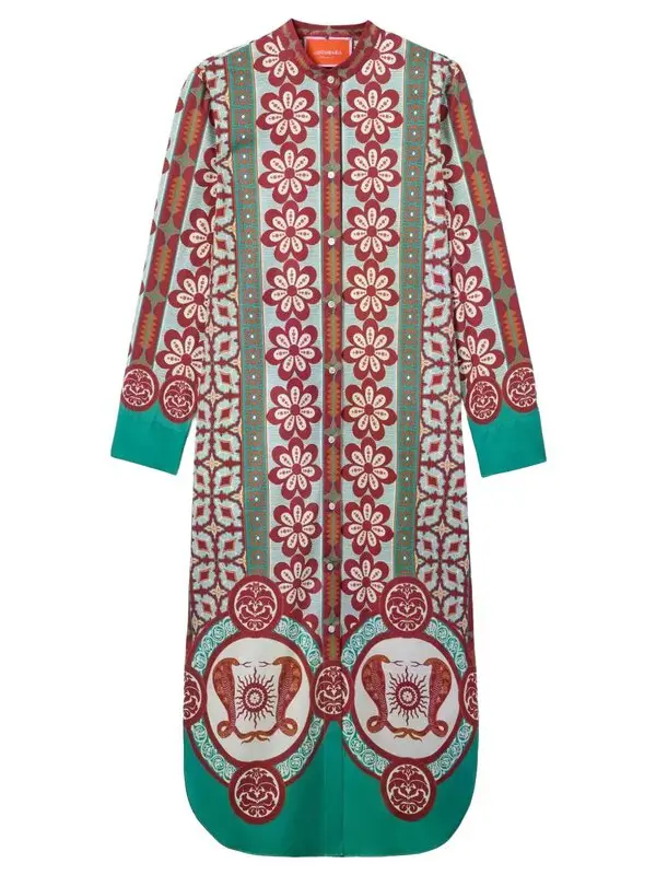 La DoubleJ Printed Cotton Poplin Shirt Dress - Red