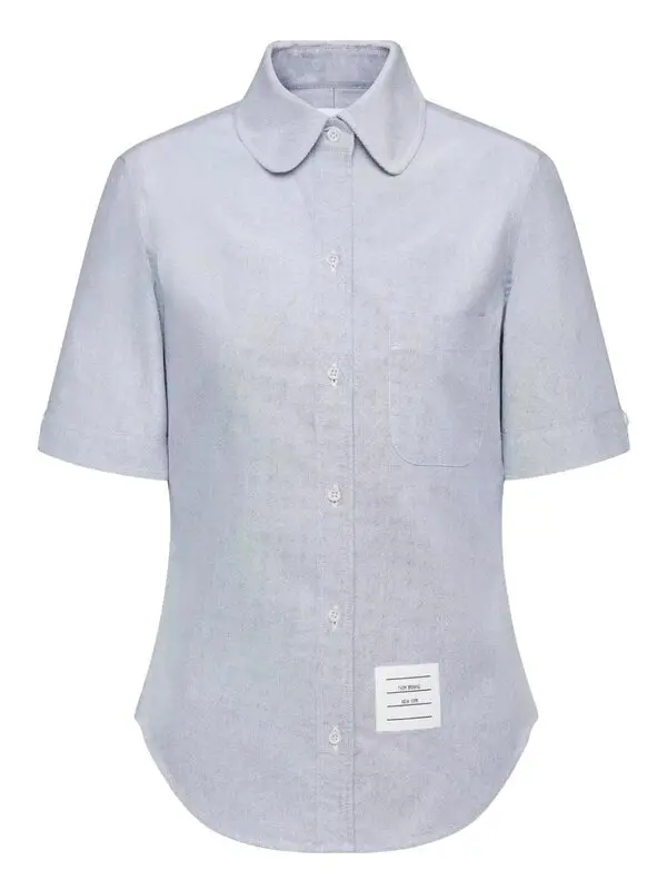 Thom Browne Round-collar Short-sleeve Shirt - Grey