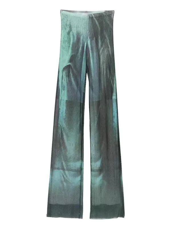 JEAN PAUL GAULTIER Abstract Print Mesh Trousers - Blue