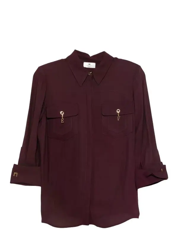Elisabetta Franchi Burgundy Charm Detail Pocket Shirt - Purple