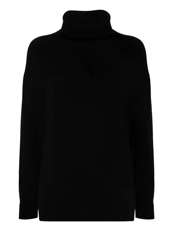 Eric Bompard Hammer-sleeve Round-neck Sweater - Black