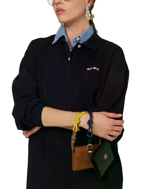 Miu Miu Logo-embroidered Piqué Polo Shirt - Blue