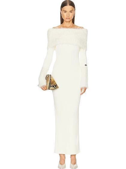 JEAN PAUL GAULTIER Ribbed Hairy Long Dress - Ecru