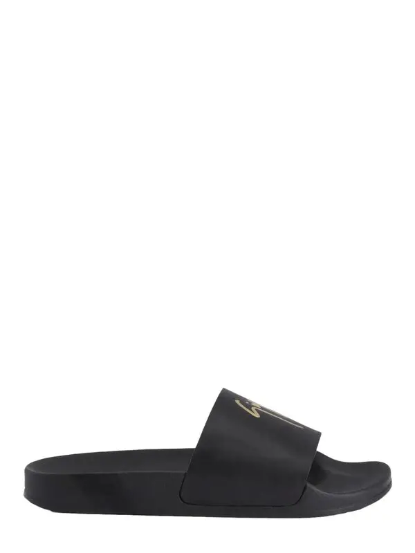 GIUSEPPE ZANOTTI Brett Logo-embellished Leather Slides - Black