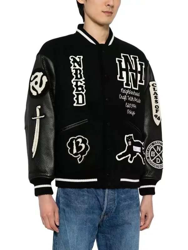 NEIGHBORHOOD Patchwork Varsity Jacket - Black