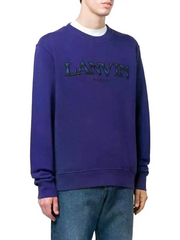 LANVIN Embroidered-logo Sweatshirt - Blue
