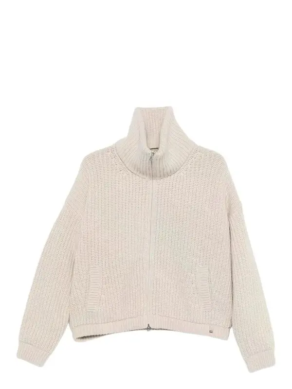 Herno High-neck Zip-up Cardigan - Neutrals