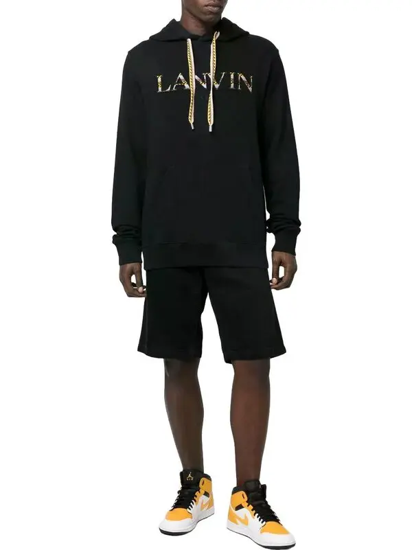 LANVIN Embroidered-logo Hoodie - Black