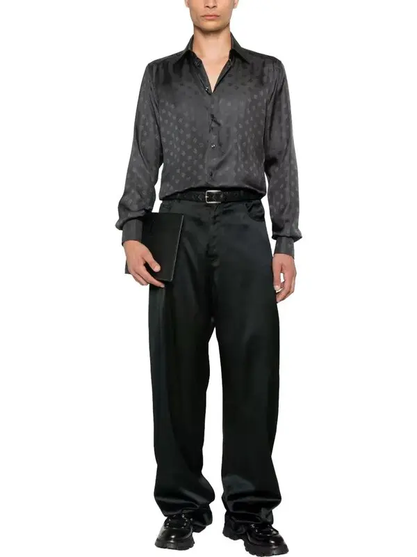 Dolce & Gabbana Logo-pattern Silk Shirt - Grey
