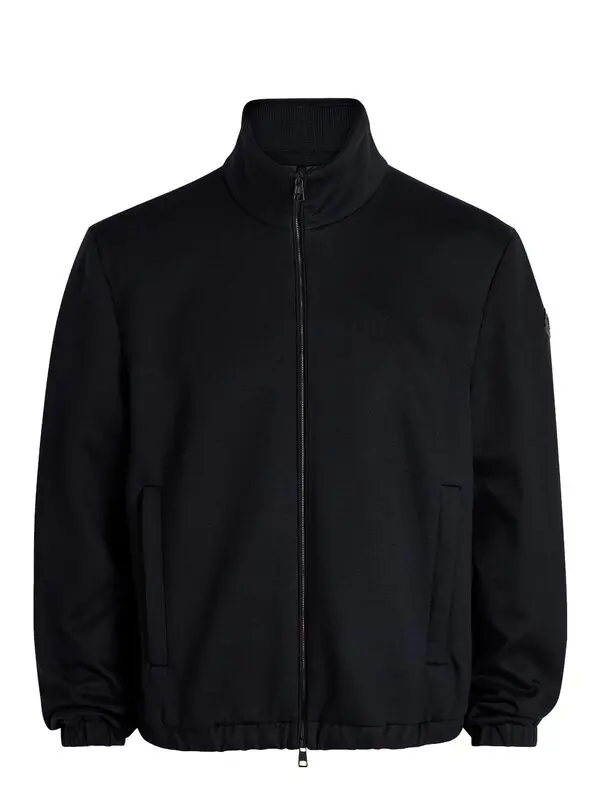 Moncler Cotton-blend Jacket With High Neck And Zip Fastening - Navy