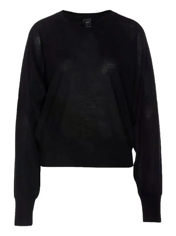 Pinko Wool Round Neck Long Sleeve Sweater - Black