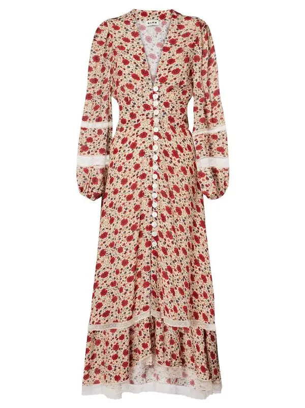 Rixo Raven Floral Midi Dress - Multicoloured