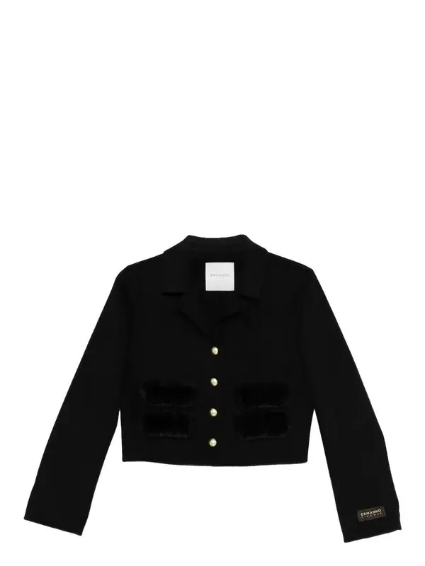 ERMANNO FIRENZE Cropped Buttoned Jacket - Black
