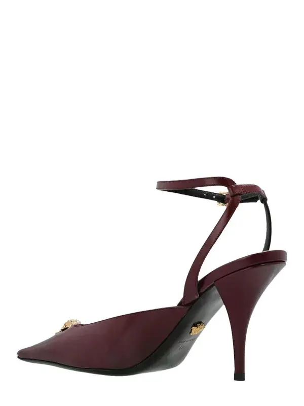 Versace La Medusa Leather Heeled Pumps - Red
